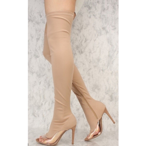 Shoe Republic LA | Shoes | Clear Perspex Peep Toe Stilettos Stretch ...